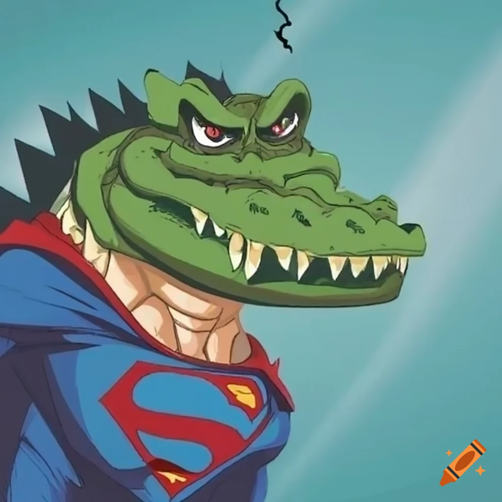 Illustration of a crocodile as a superhero