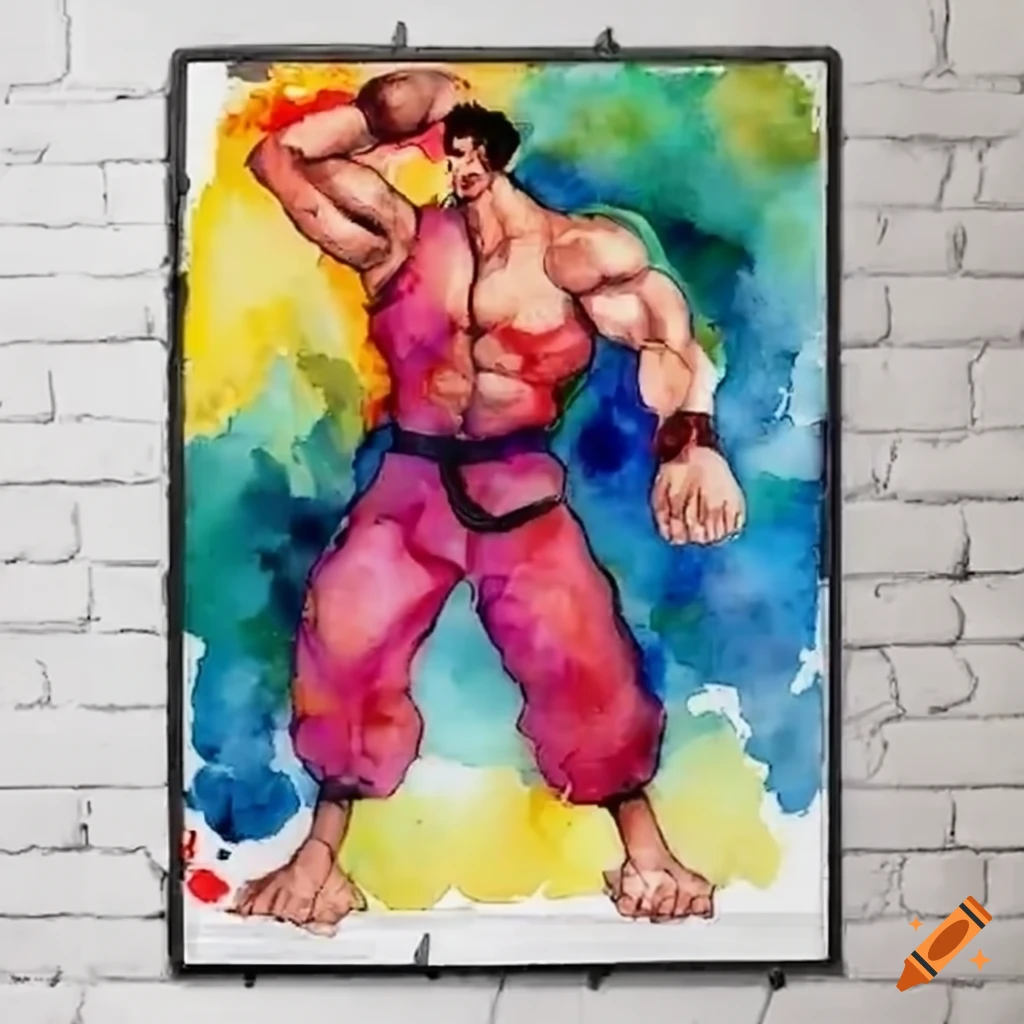 Illustration of a street fighter character on Craiyon