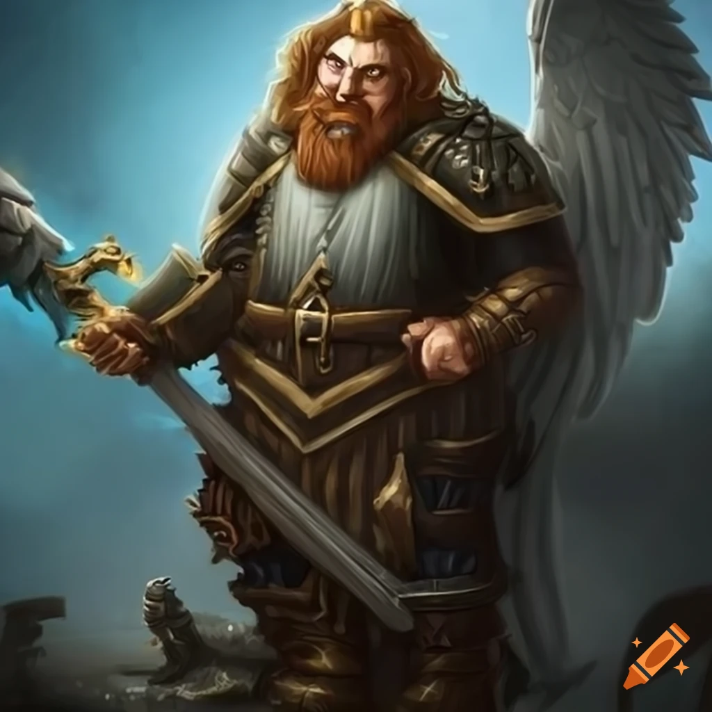 Epic illustration of a dwarven angel on Craiyon