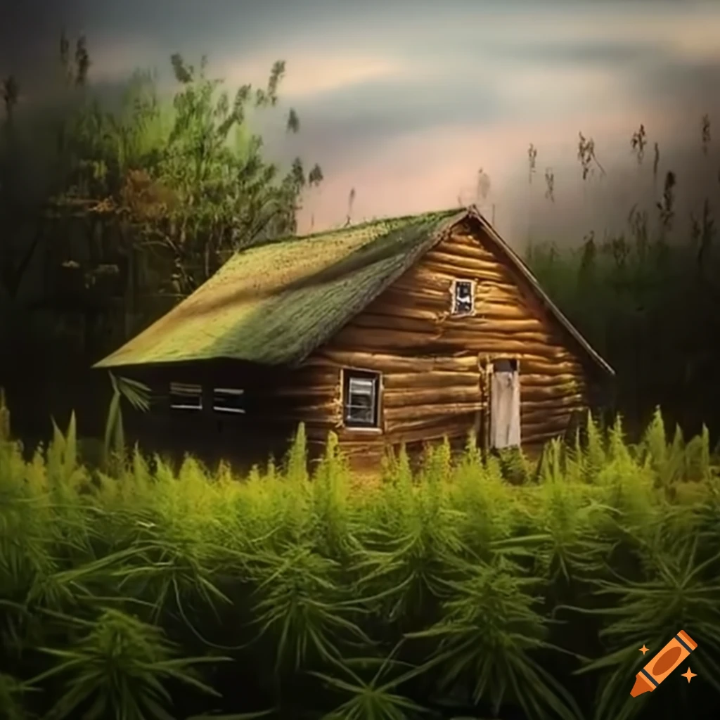 Cabin in a marijuana field