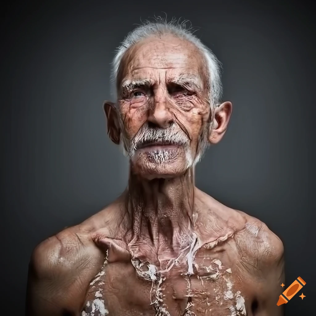 Digital art of a man transforming into a cyborg on Craiyon