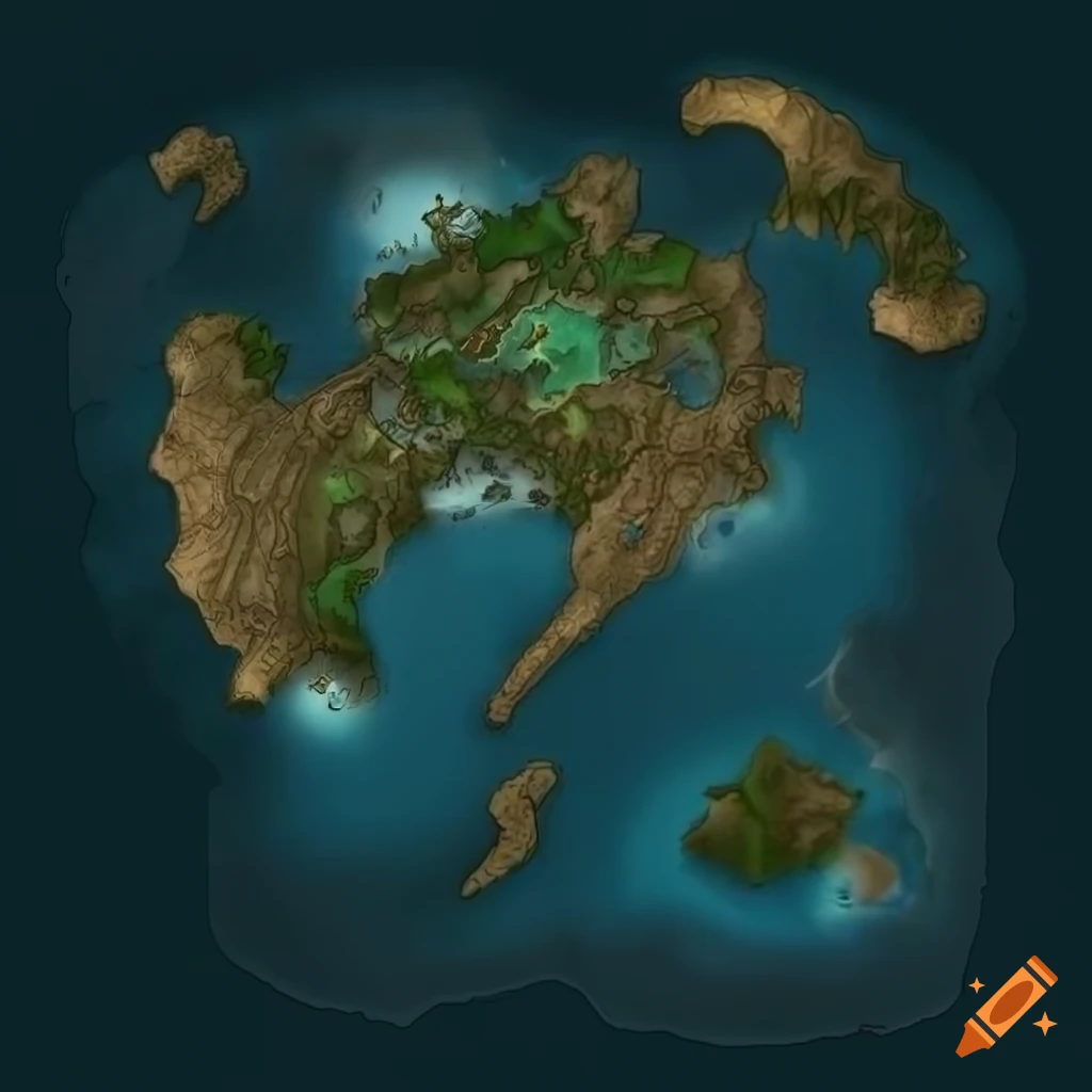 Fantasy world map with medieval style on Craiyon