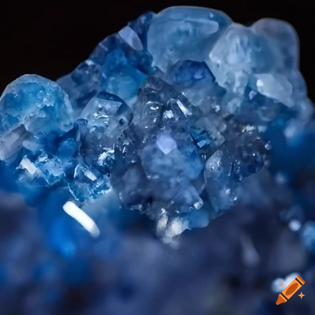 Blue crystals in a cavity on Craiyon