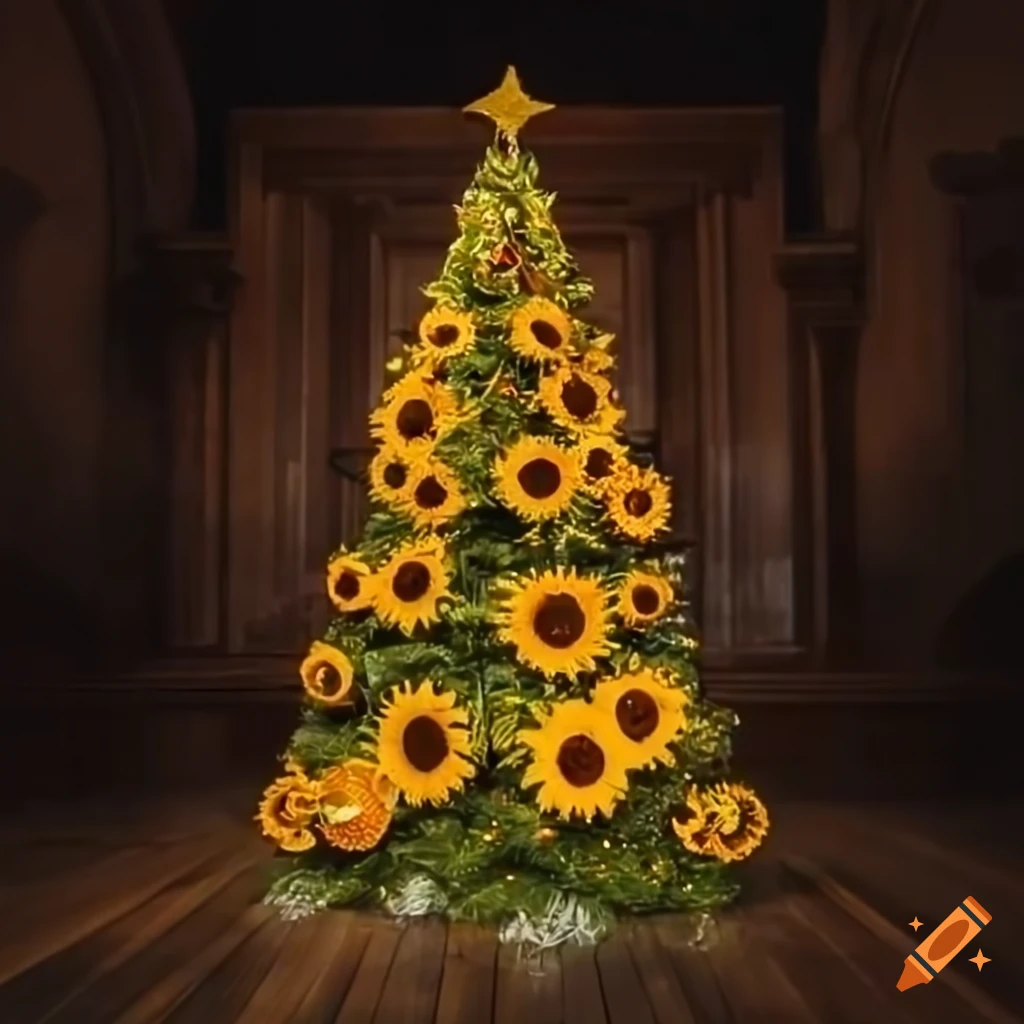 Christmas tree with sunflowers on Craiyon