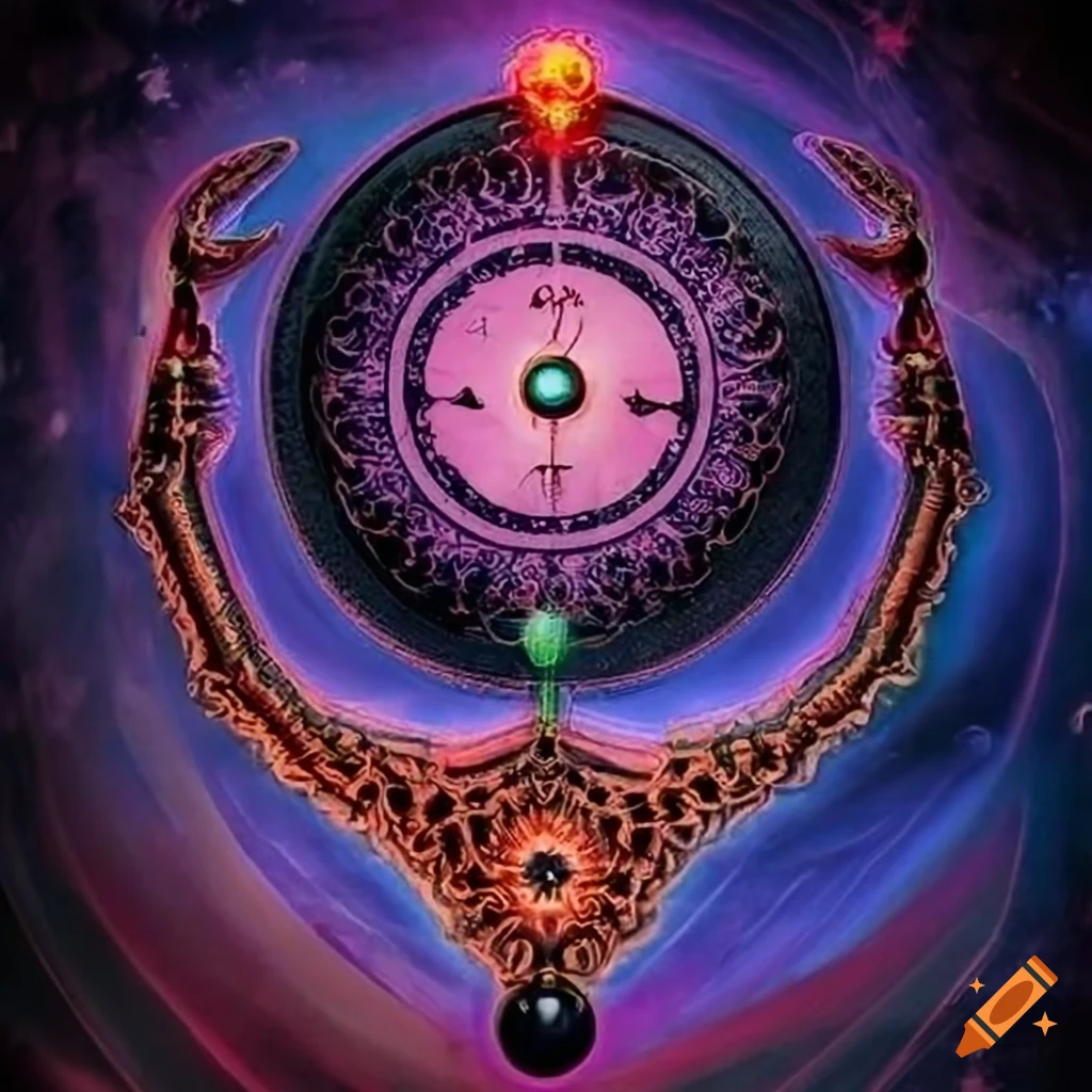 Image of an intricately ornate devil's pendulum board on Craiyon