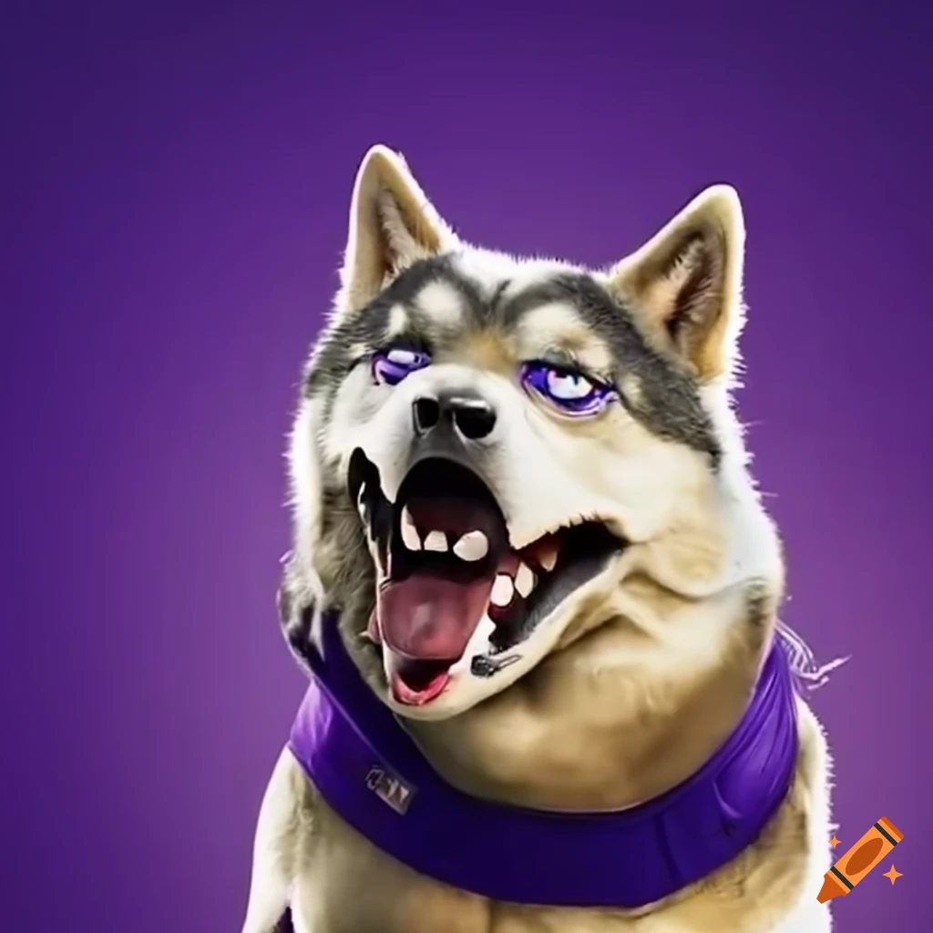Muscular husky wearing university of washington football jersey on Craiyon