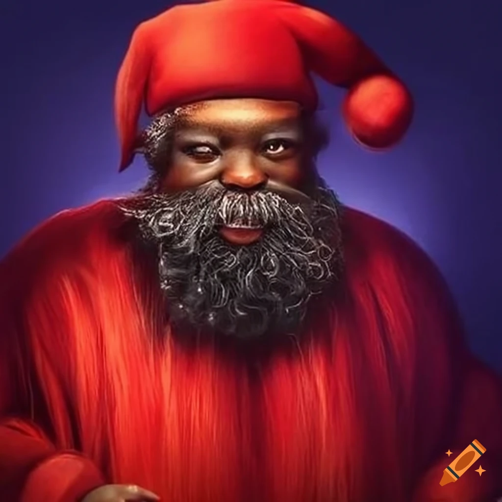 Artwork of a black santa claus on Craiyon