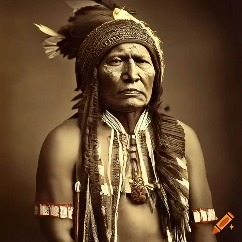 Xix century photography of an apache indian warrior