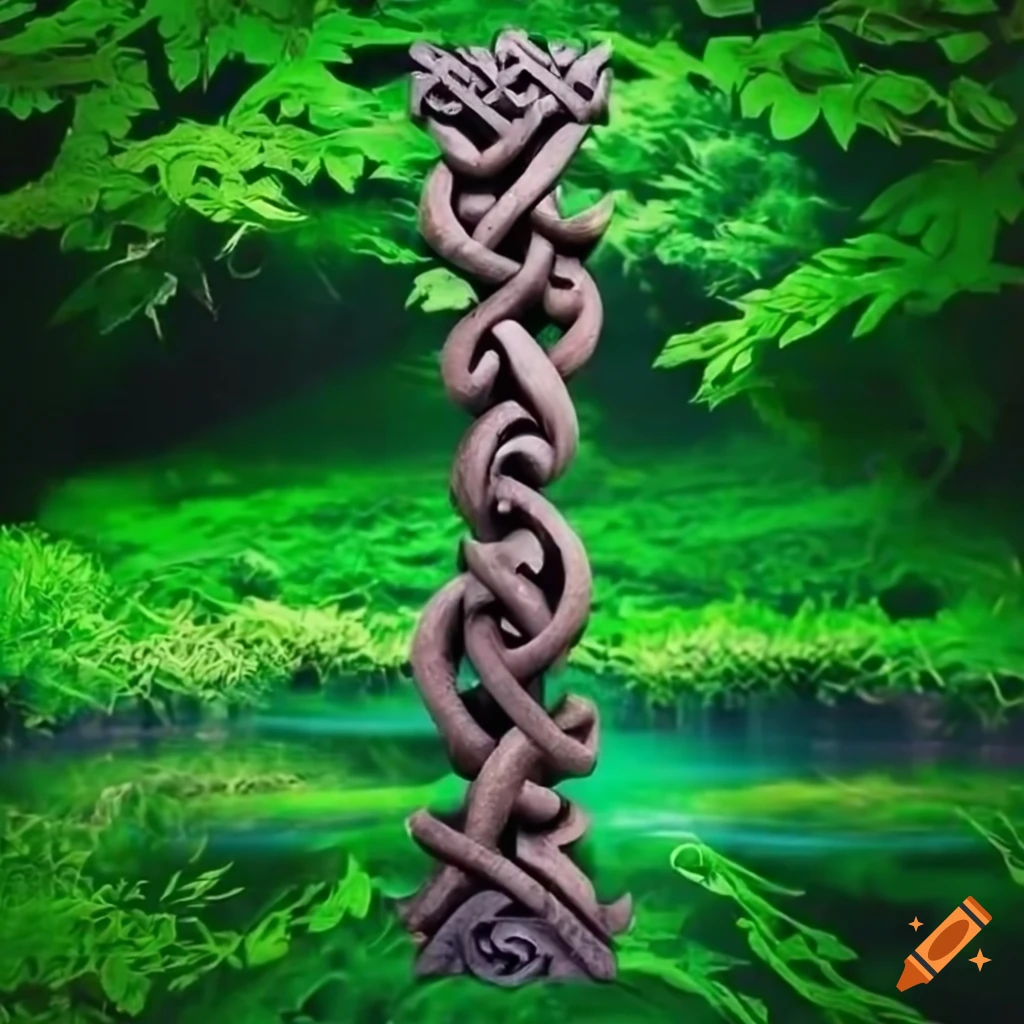 Wooden carving with magical vines on Craiyon