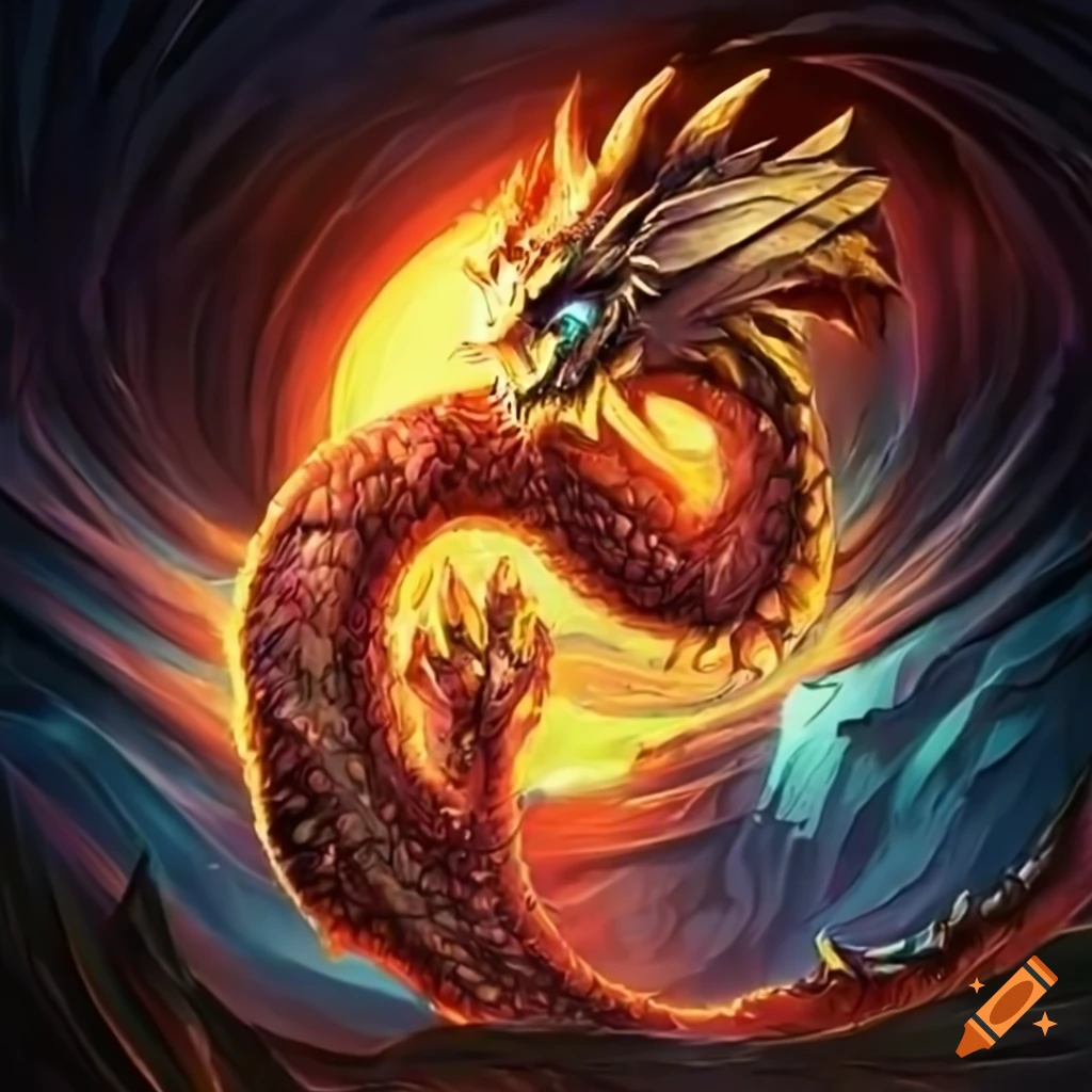 Illustration of a dragon representing the four elements