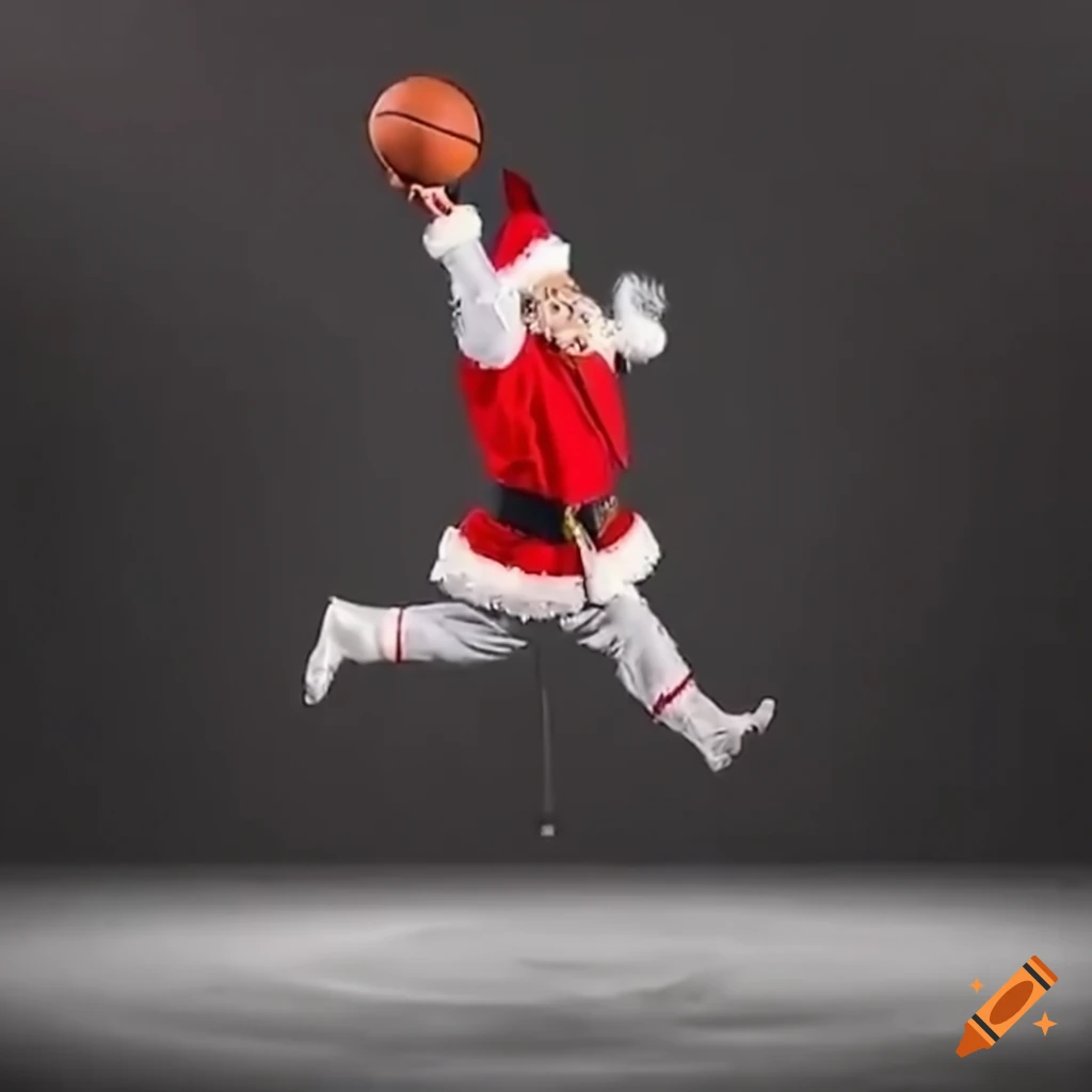 Santa claus slam dunking a basketball on Craiyon