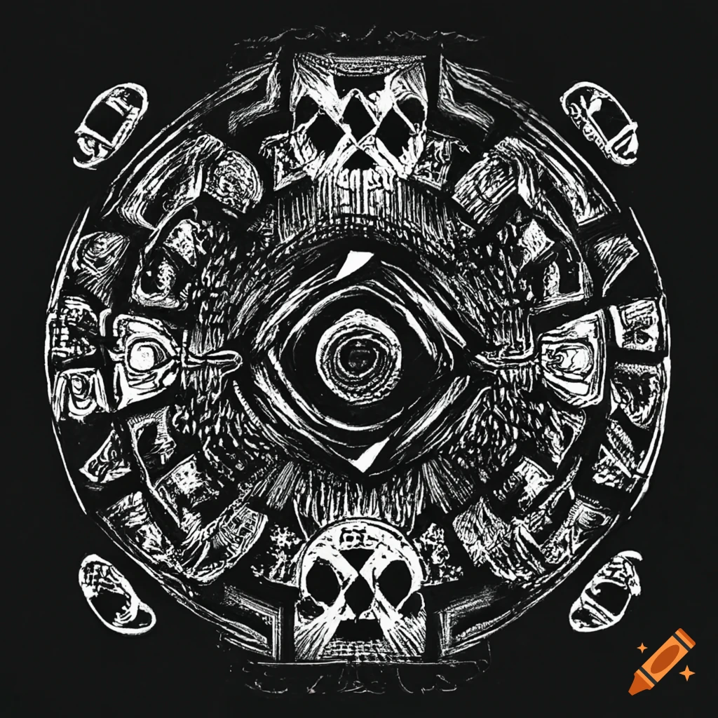 Artwork of ace of pentacles and four of cups tarot cards on Craiyon