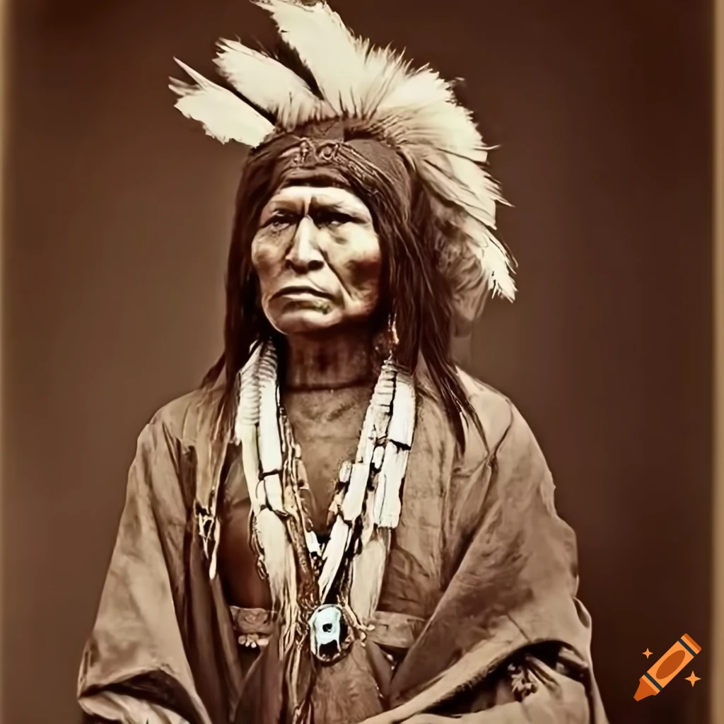 Xix century photography of an apache indian warrior on Craiyon