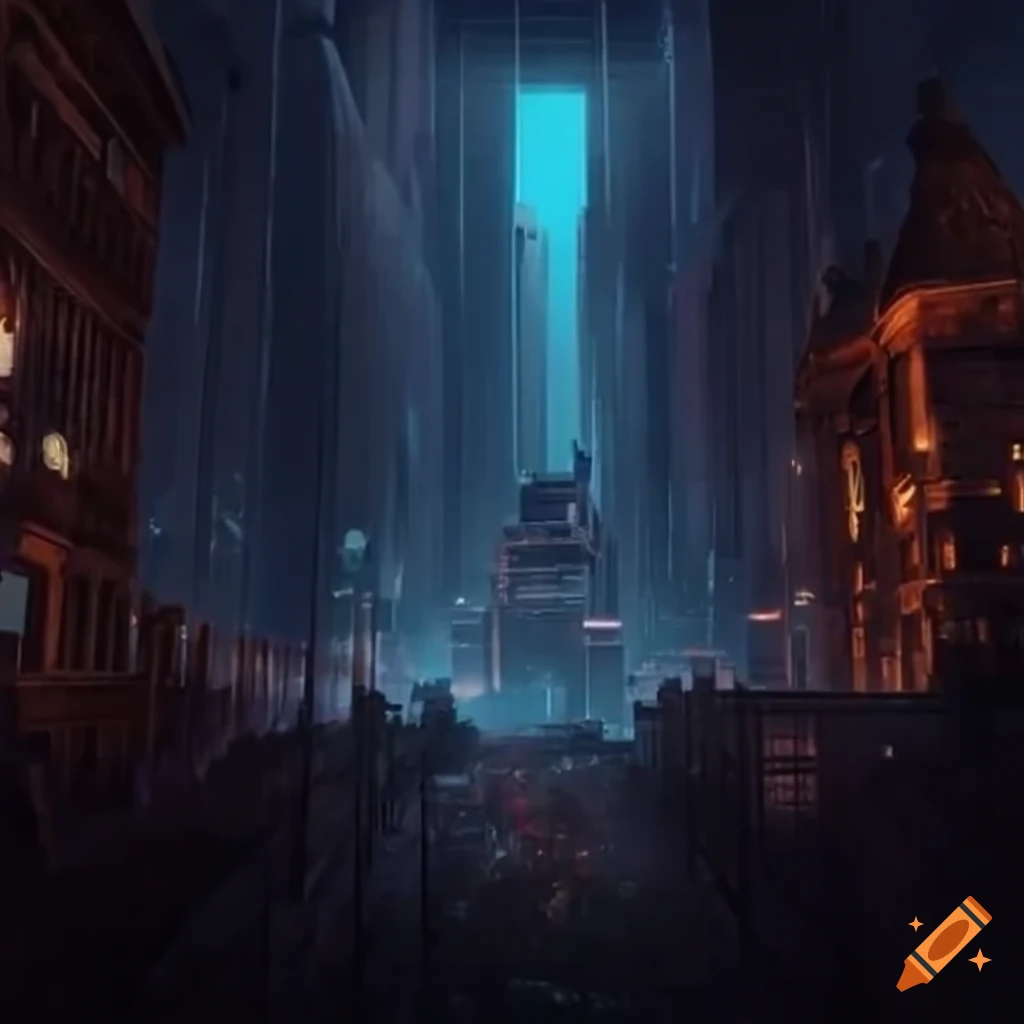 Time-lapse of game architecture with sparkling lights