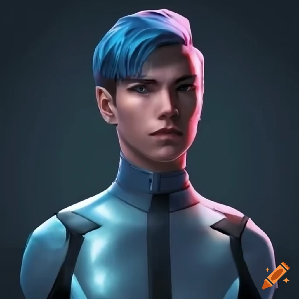 Illustration of a male space ranger in a sci-fi suit on Craiyon