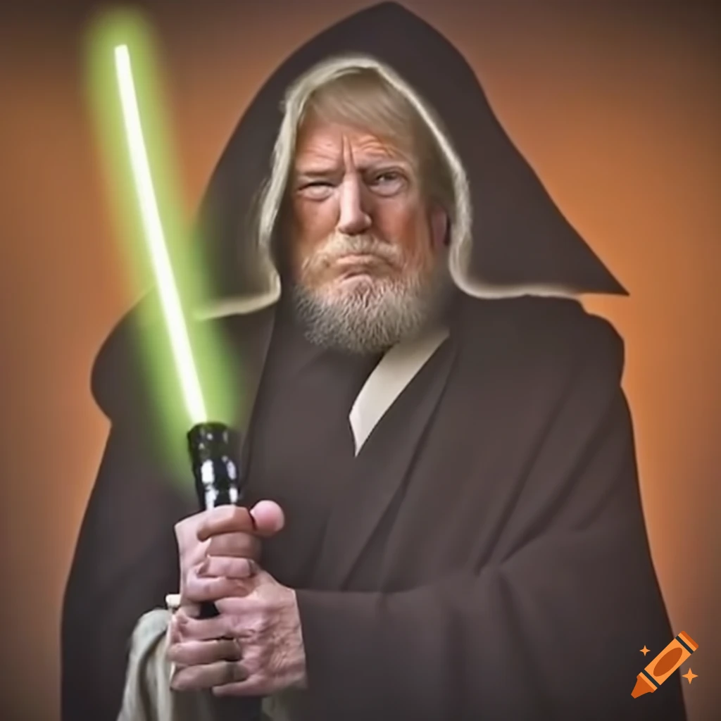 Satirical image of donald trump as a jedi on Craiyon