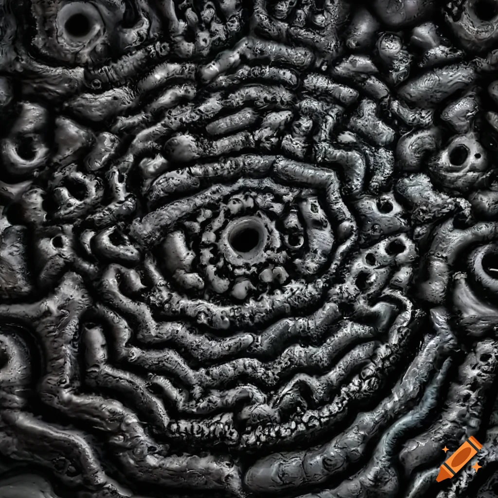 Creepy 2D game with alien and slimy bubble tiles on Craiyon