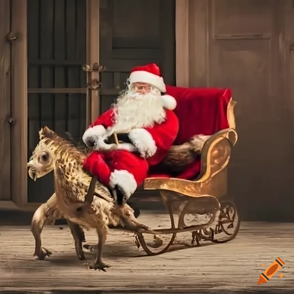 Funny image of santa's sleigh pulled by chickens