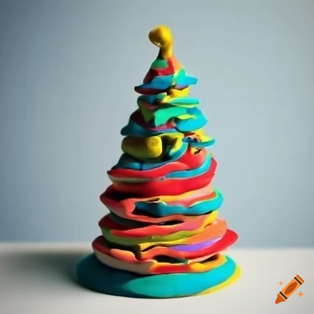 Sculpture of salvador dali's christmas tree made of plasticine