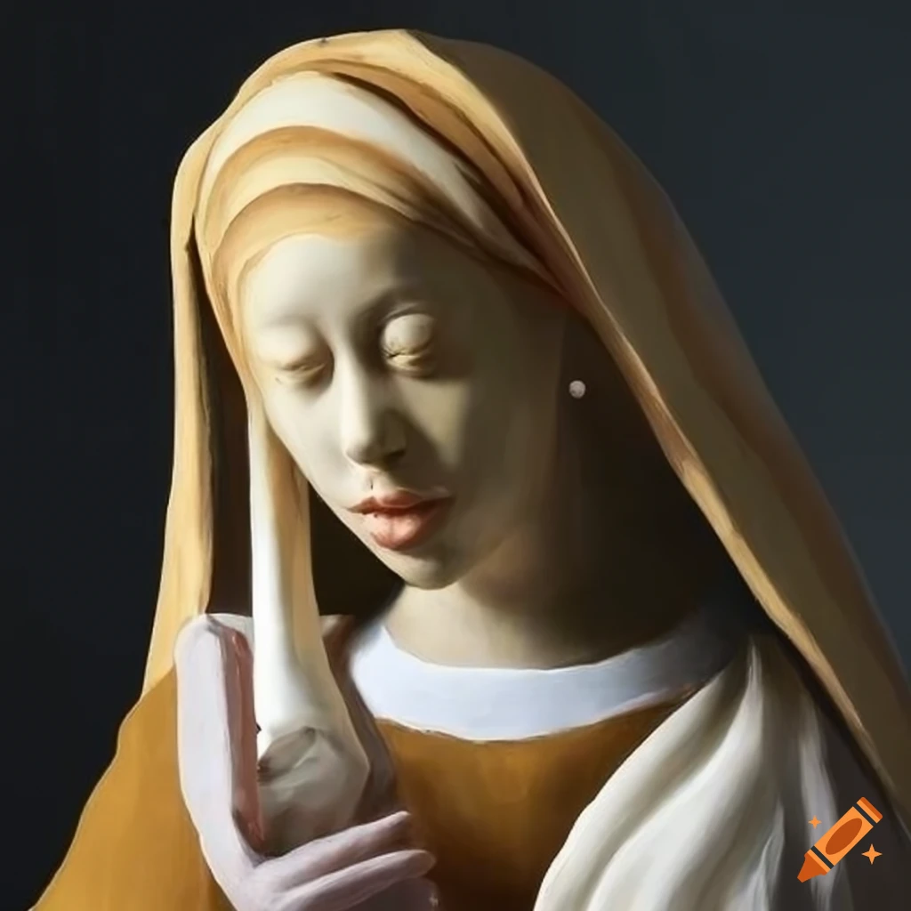 Soft form sculpture inspired by vermeer painting on Craiyon