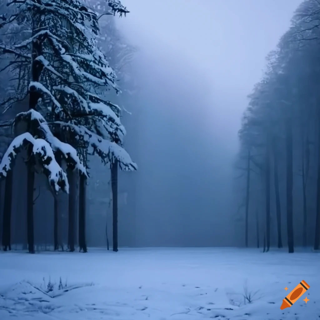 Snowy forest landscape on Craiyon