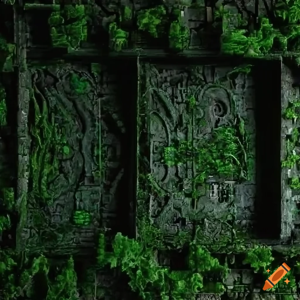 2d game with alien creature in wet overgrown ruins