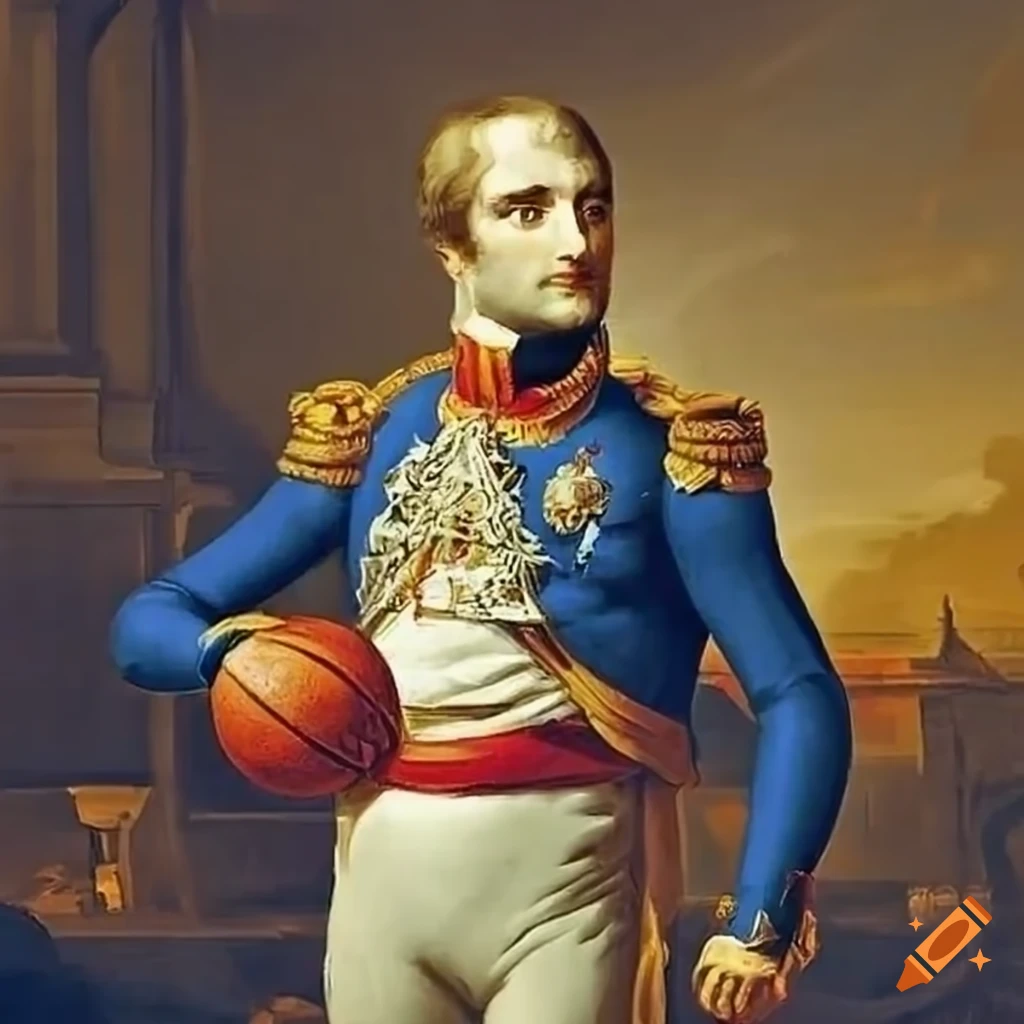 Satirical depiction of napoleon bonaparte and basketball players