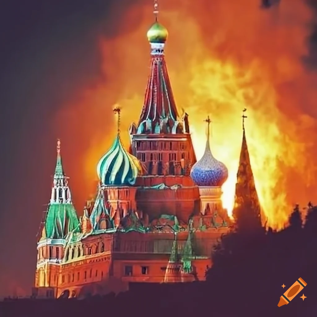 Image of the kremlin on fire
