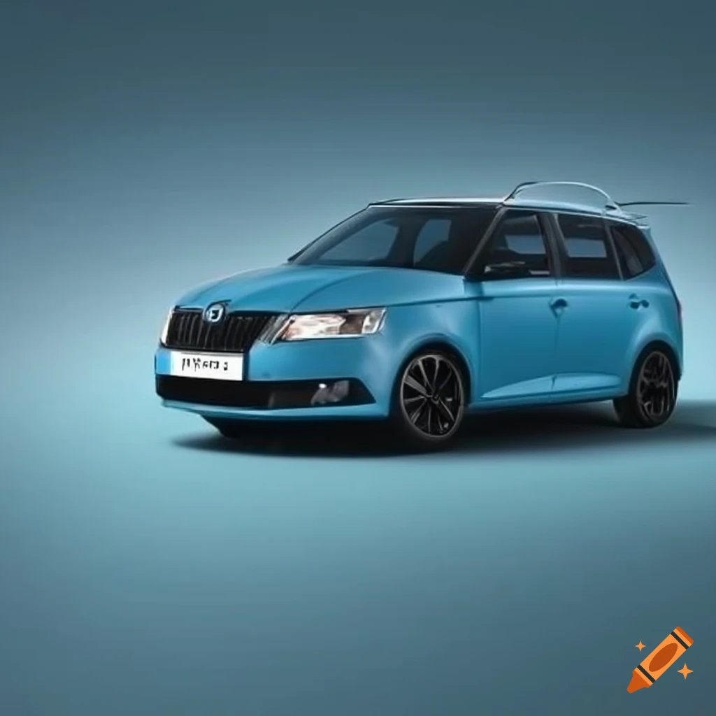 Light blue skoda fabia 3 kombi with black wheels on Craiyon