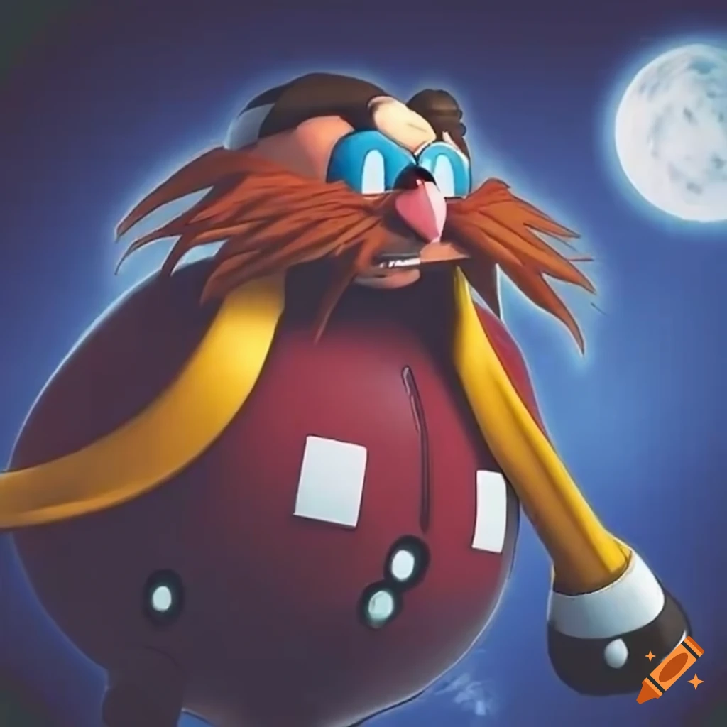 Dr. eggman looking at the moon on Craiyon