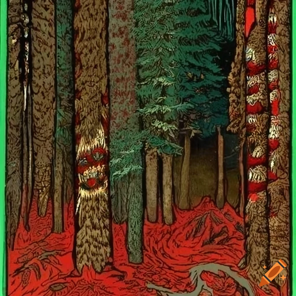 Moebius drawing of ginkgo biloba trees forest on Craiyon