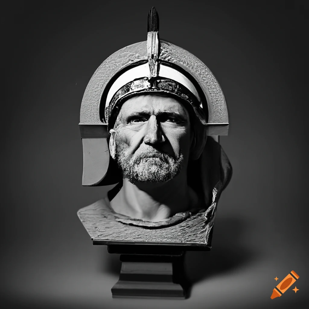 Black and white photo of a roman general on Craiyon