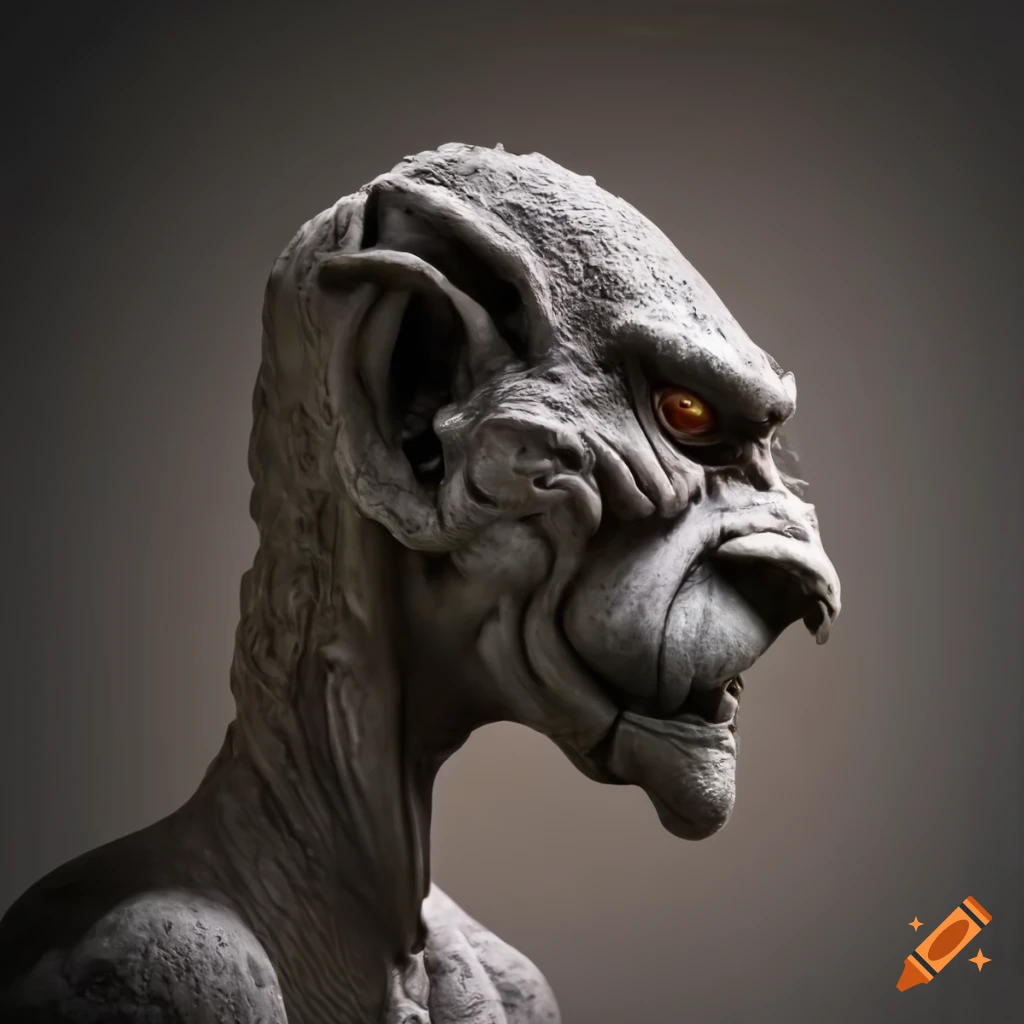 Profile of a gargoyle against a plain background on Craiyon
