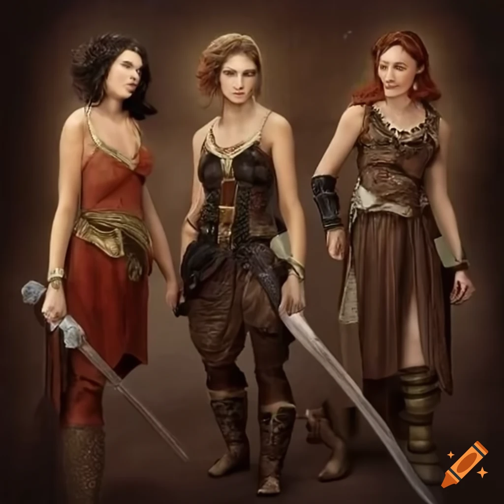 Cover art of female fantasy adventurers on Craiyon