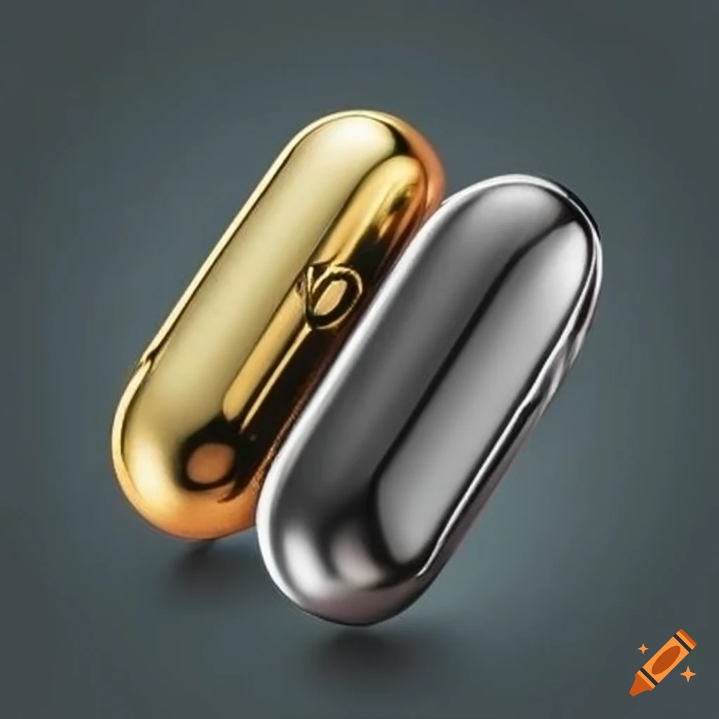 Gold and black steel supplement pill on Craiyon