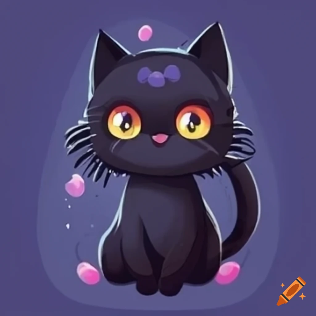 Cute Anime Style Black Cat On Craiyon