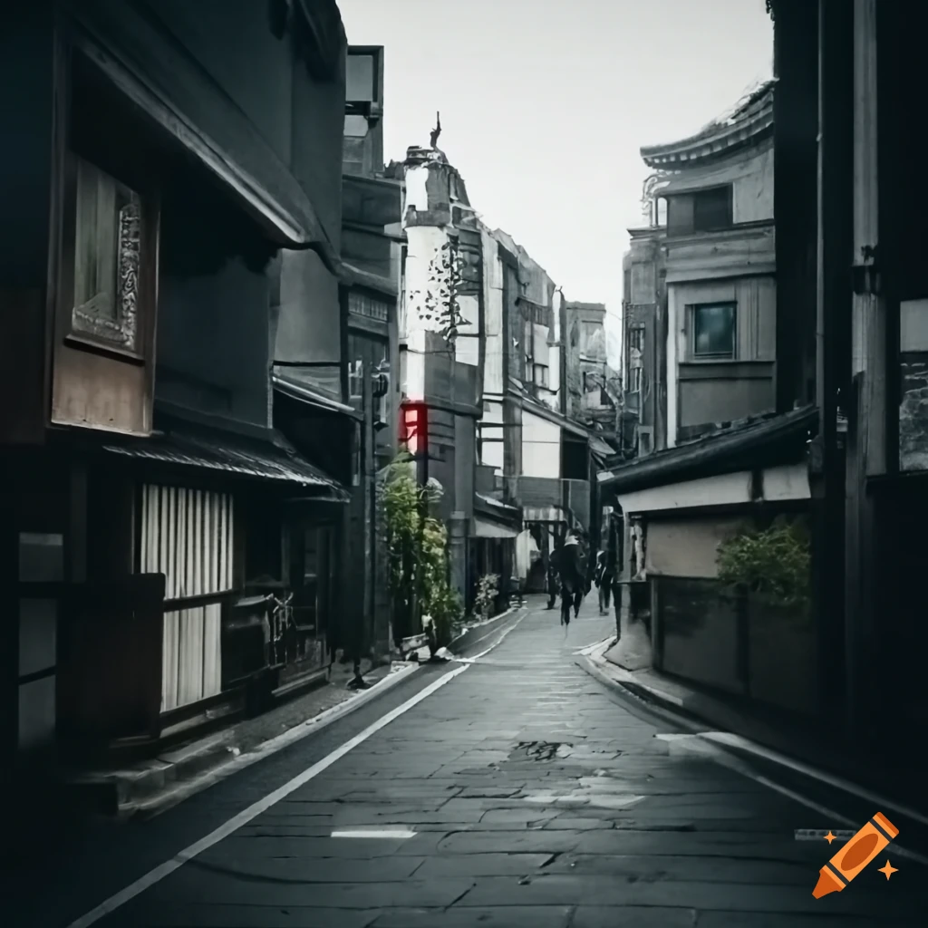 Image of a medieval tokyo street with samurai and ninjas on Craiyon