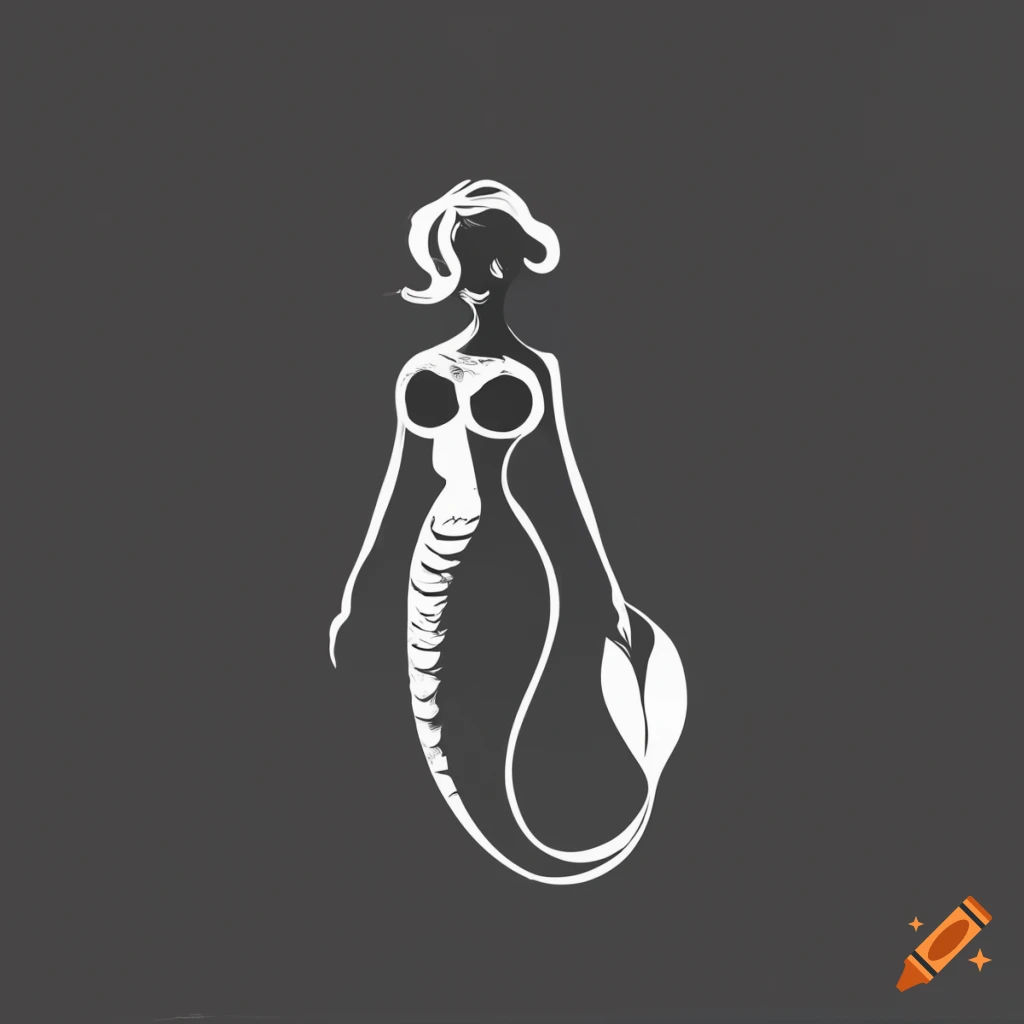 Elegant logo design with a mermaid silhouette on Craiyon