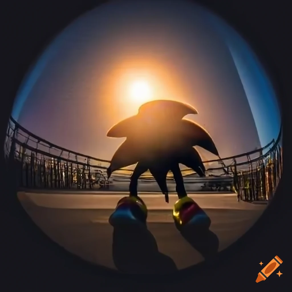 Fisheye lens view of shadow the hedgehog