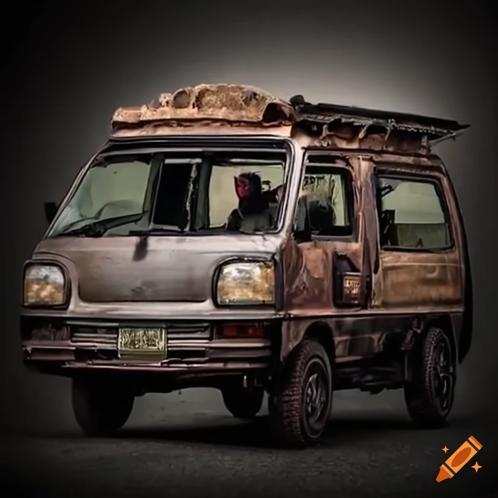Cars and vans driving through a hole in a brick wall on Craiyon