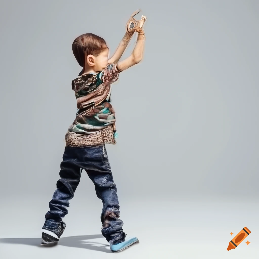 Artistic silhouette of a boy holding scissors on Craiyon