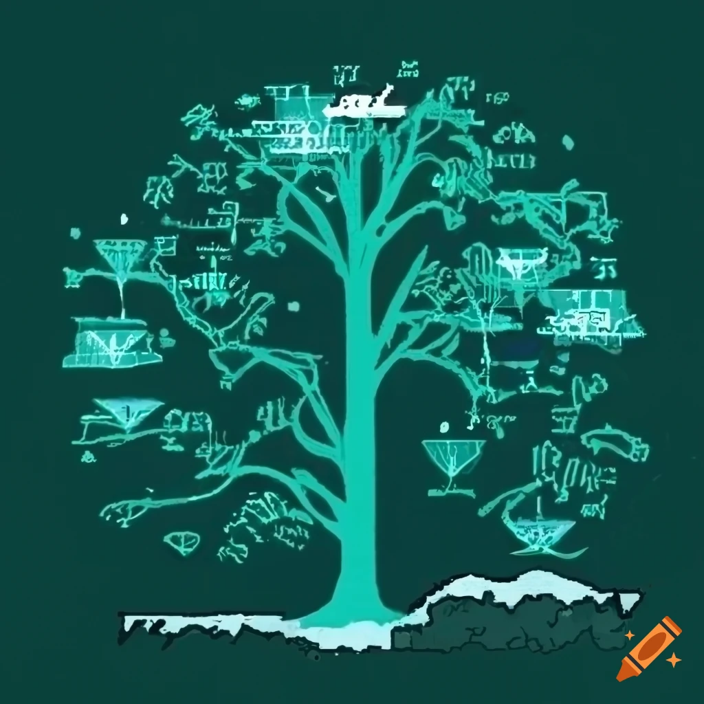 Illustration of Decision Tree, Literature, and Random Forest on Craiyon