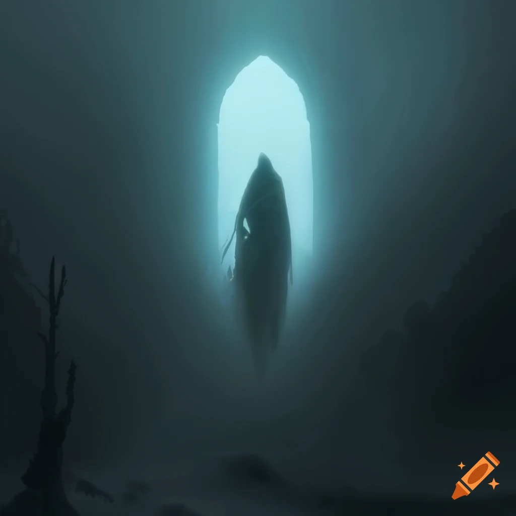 A ghostly figure in a dark and mysterious setting on Craiyon