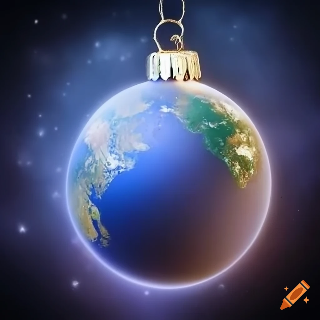 Christmas ball with earth design in space