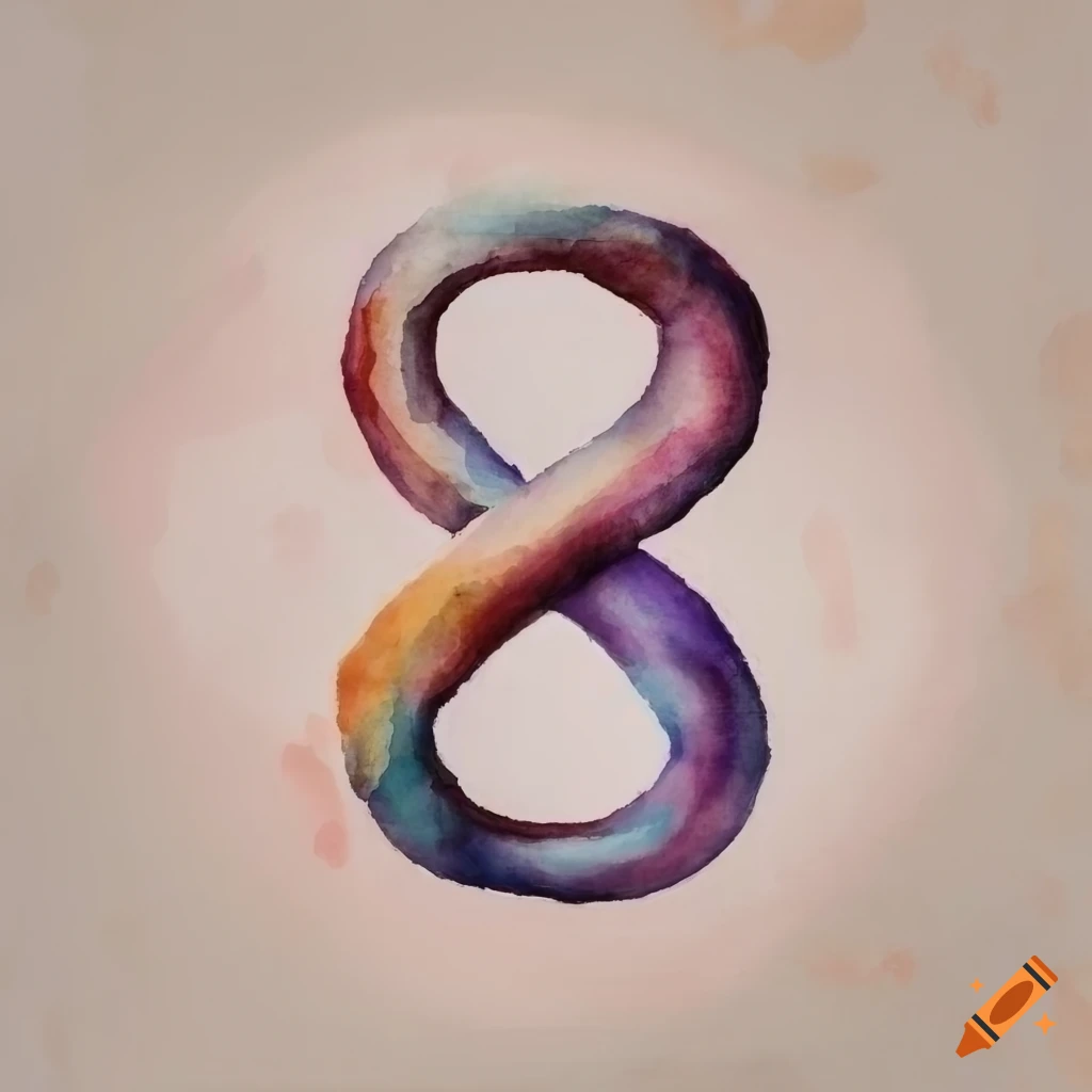 Watercolor painting of an infinity symbol on neutral background
