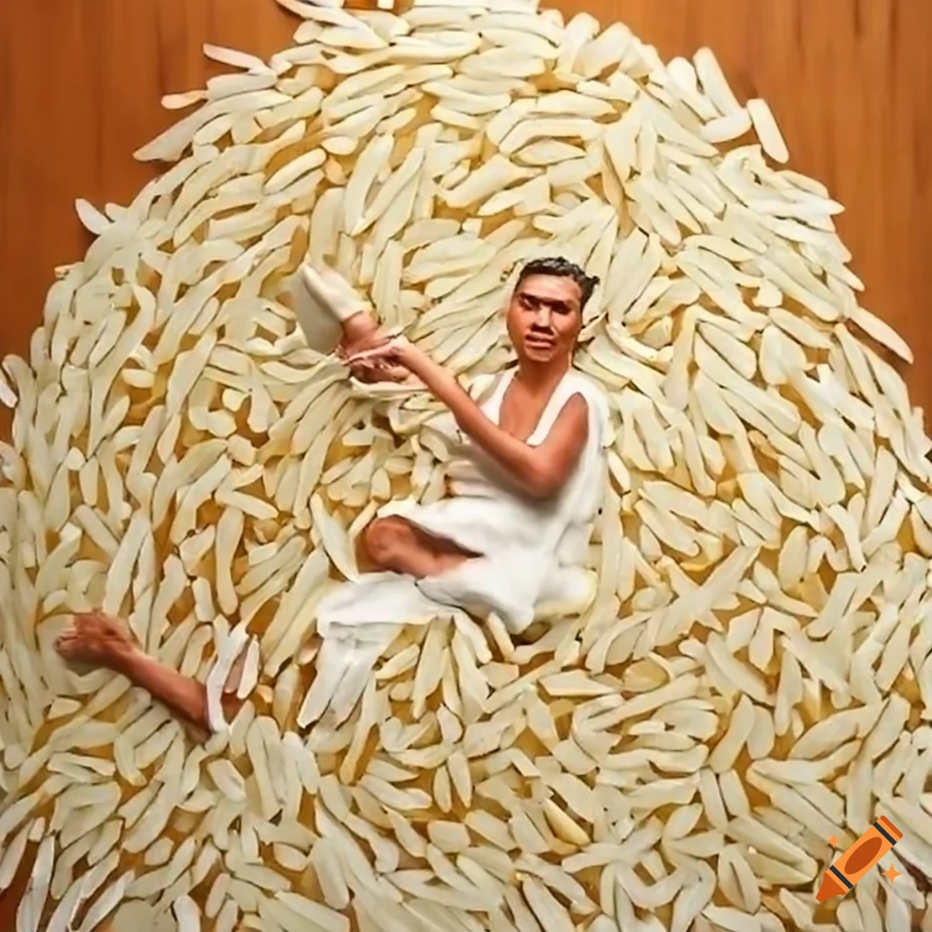 Rice sculpture of a man on Craiyon