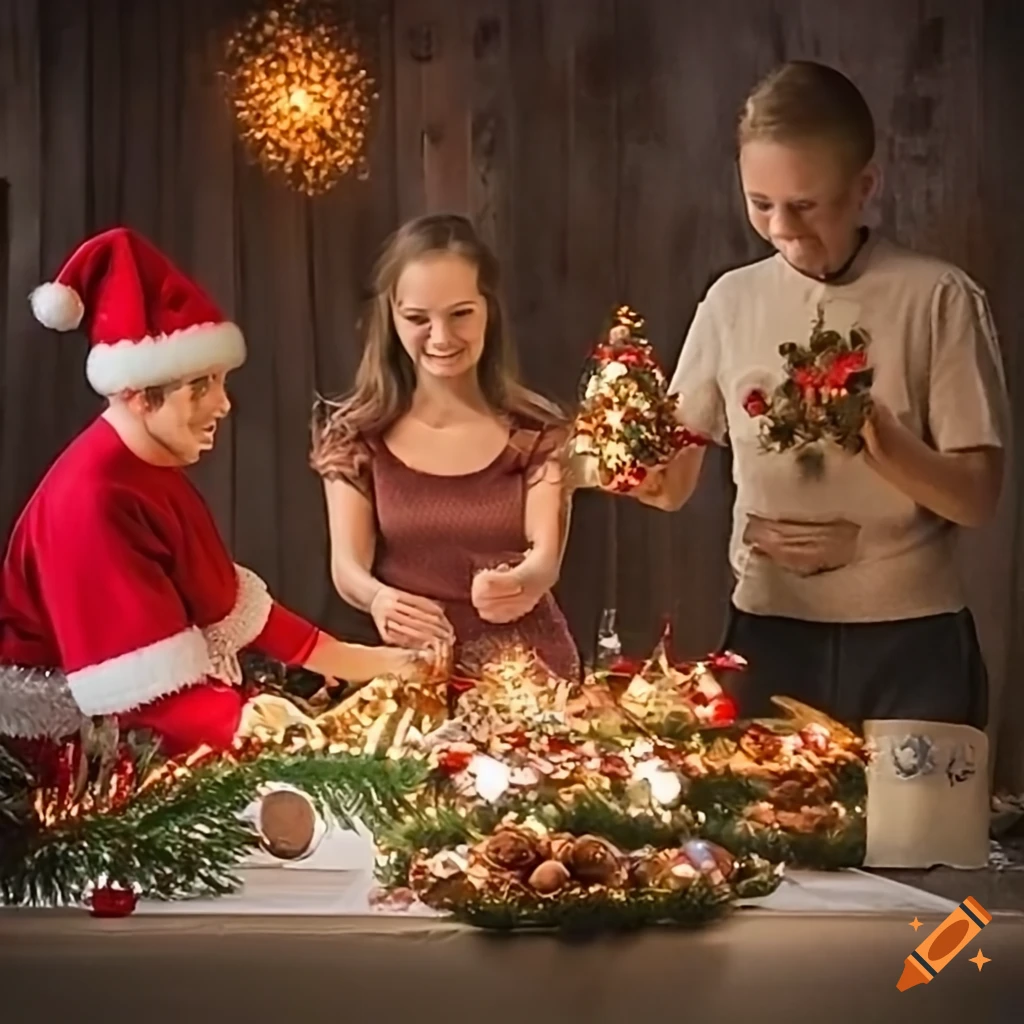 Festive holiday gathering with mulled wine, roasted apples, and ...