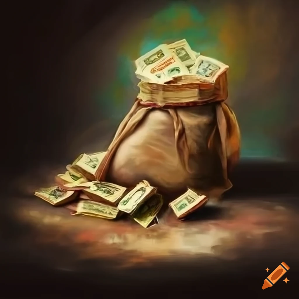 Cash overflowing from a money pot on Craiyon