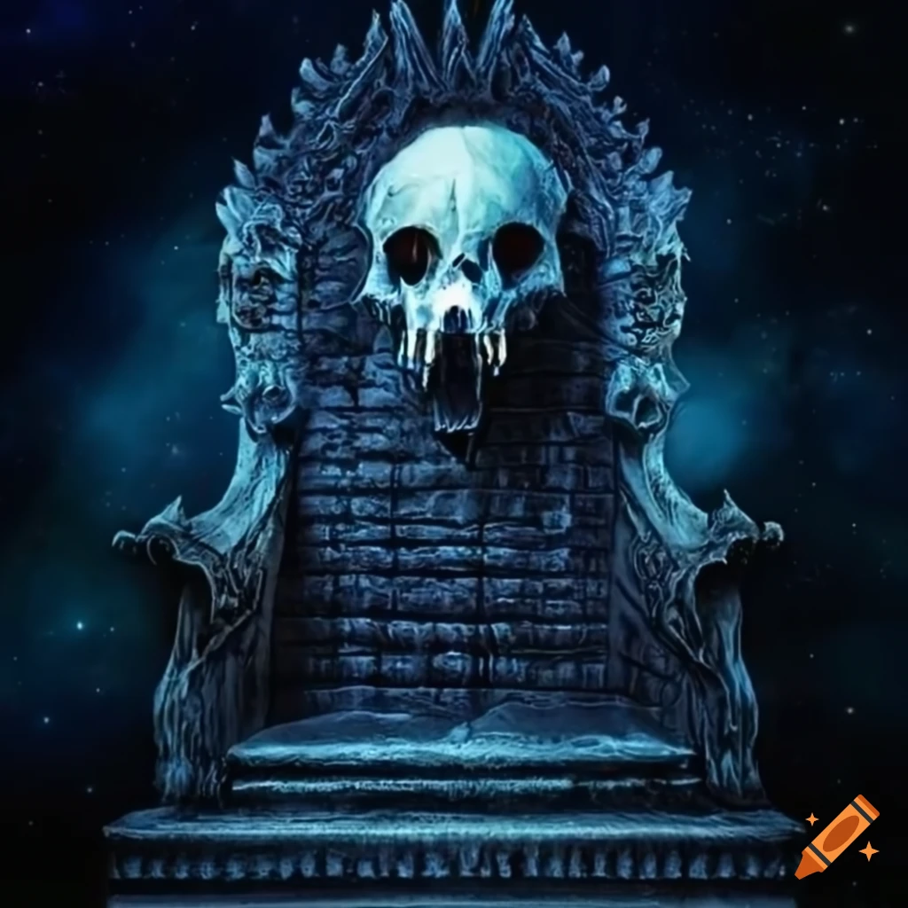 Image of a throne made of wolf skulls in a galaxy on Craiyon