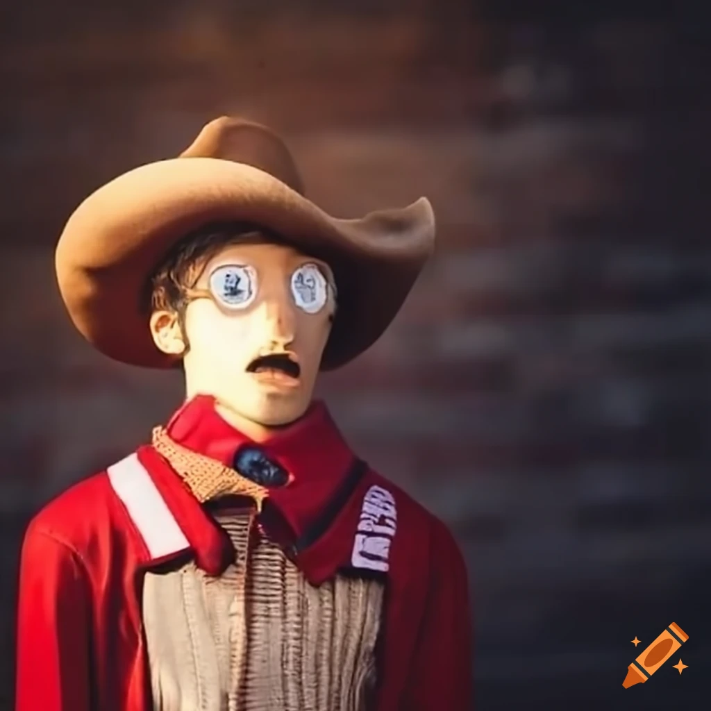 Brutus Buckeye dressed as a cowboy on Craiyon